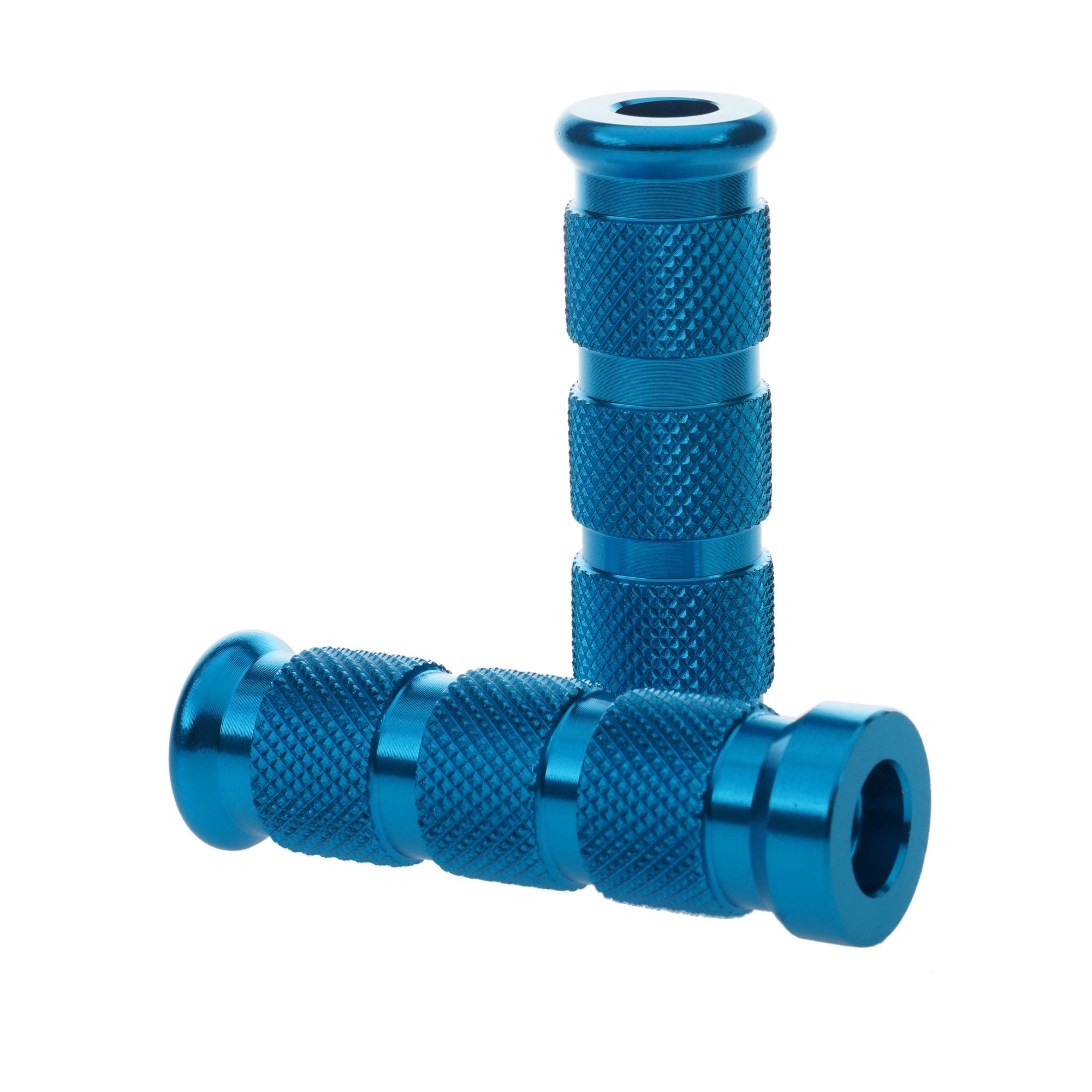Aluminium Knurled Replacement Road/Track Footrest Pegs Round (Blue)