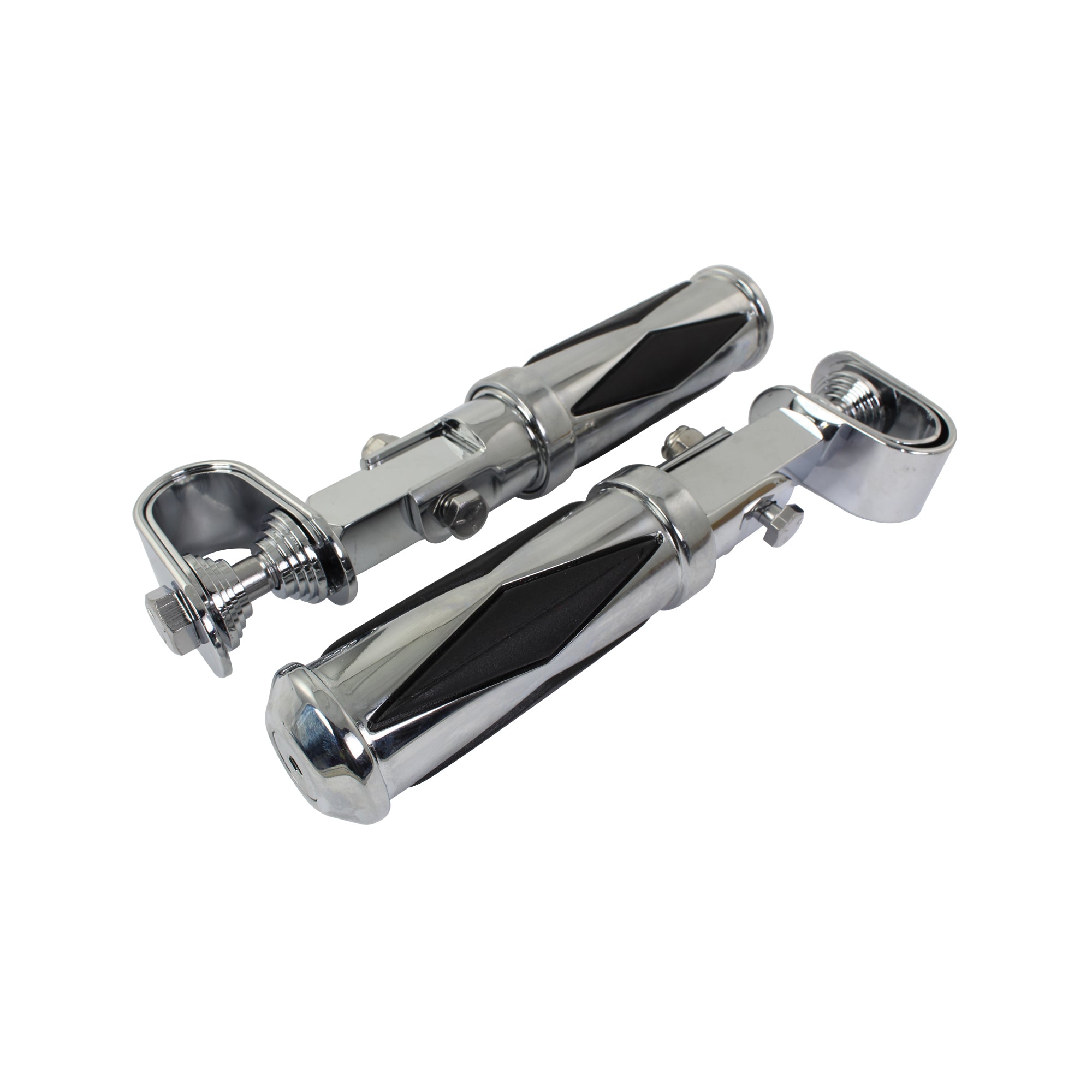 Bike It Jester Chrome Footpegs Universal Clamp Fit Custom Motorcycle