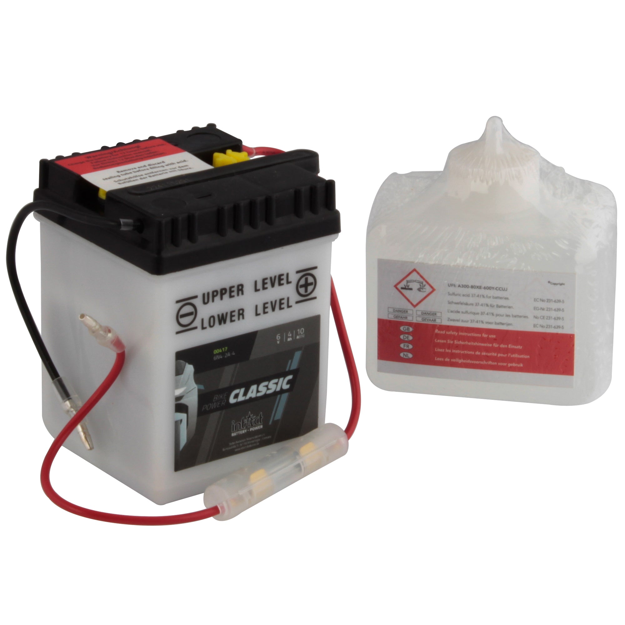 intAct 6N4-2A-4 Classic Motorcycle Bike-Power Battery With Acid Pack