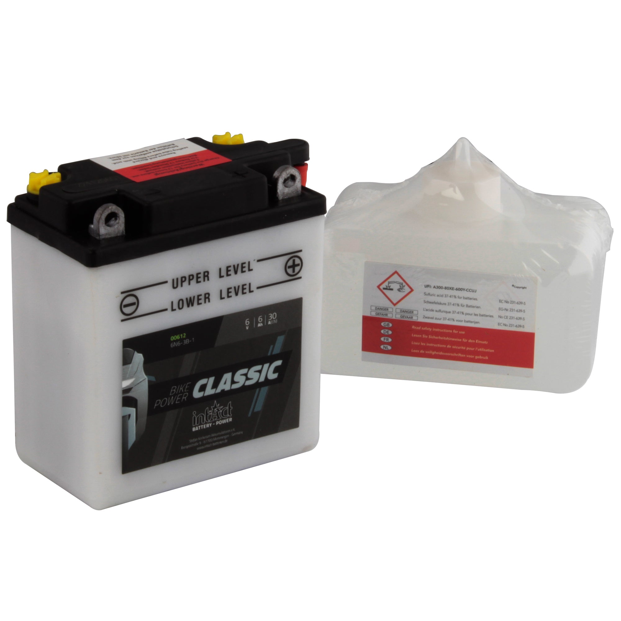 intAct 6N6-3B-1 Classic Motorcycle Bike-Power Battery With Acid Pack