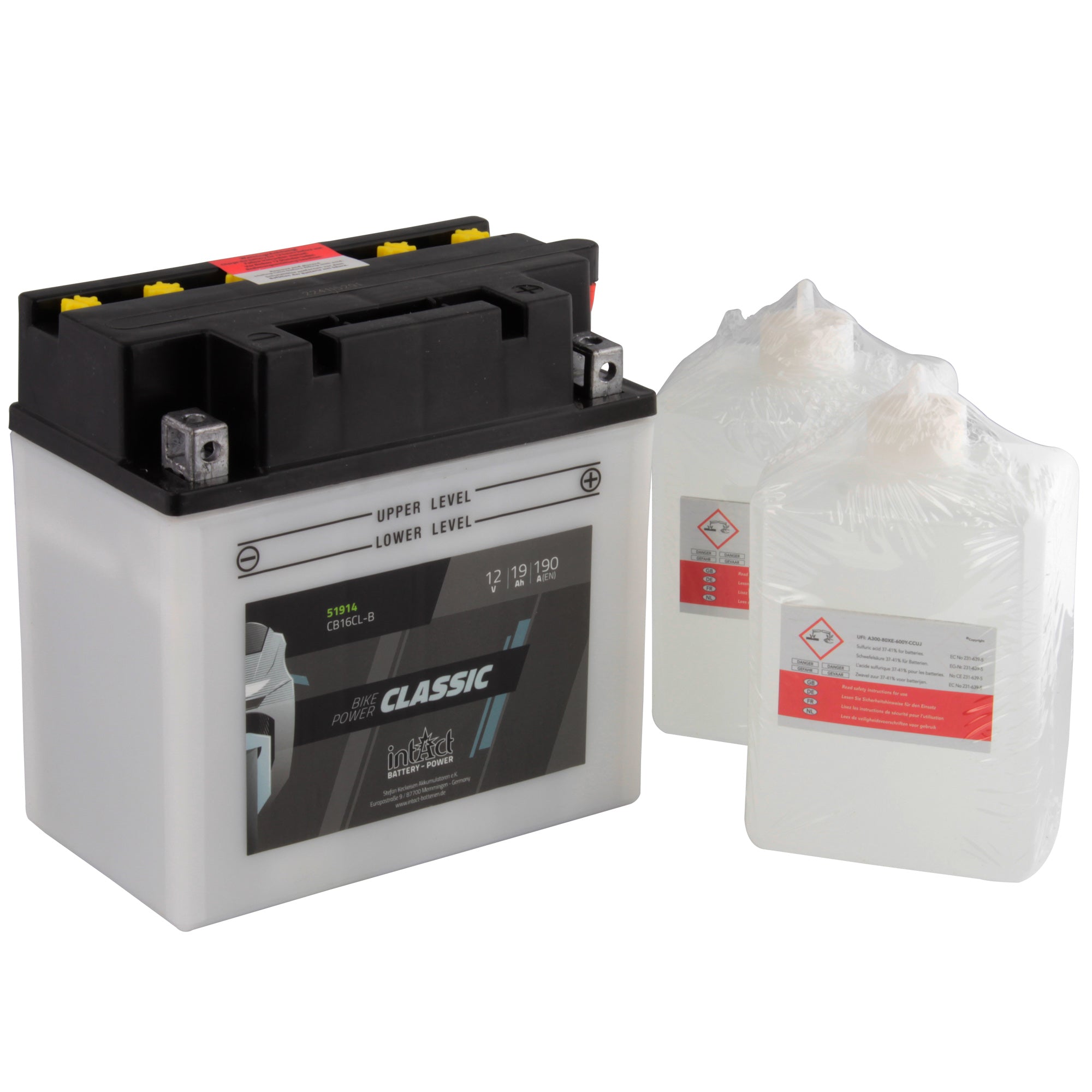 intAct CB16CL-B Classic Motorcycle Bike-Power Battery With Acid Pack