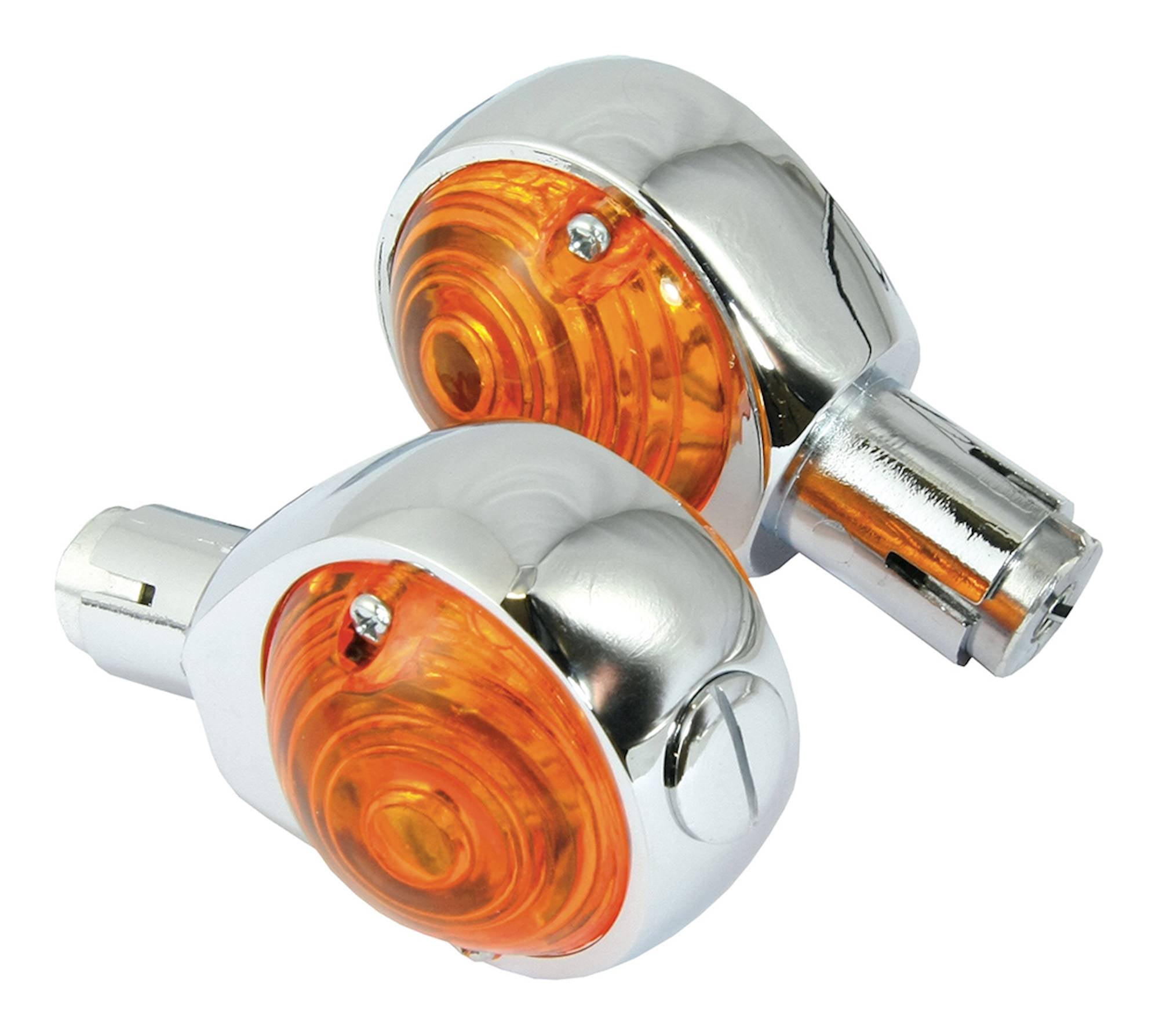 Bike It Bullseye Motorcycle Indicators Chrome Body Amber Lens 22mm