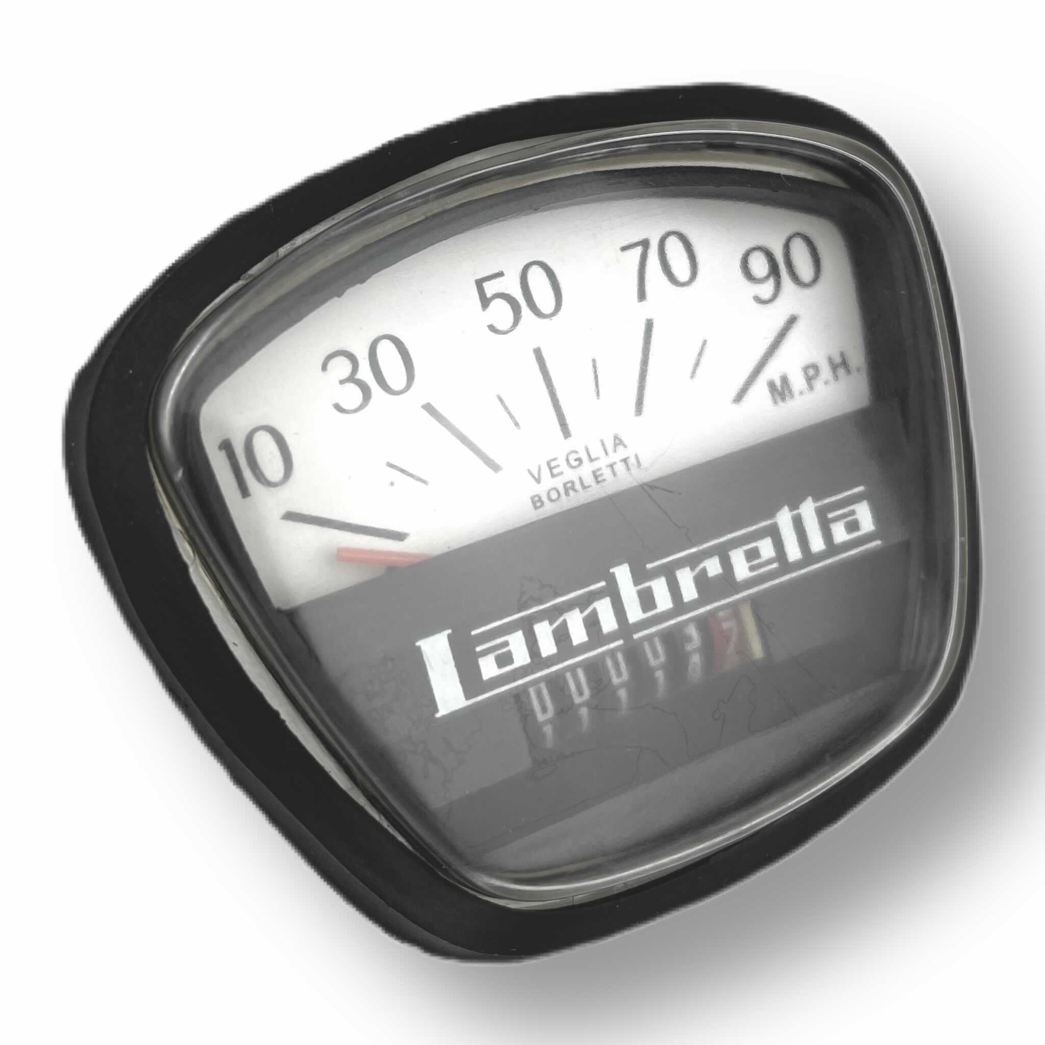 Lambretta Series 3 GP DL Speedometer 90 MPH with Black Face - Italian