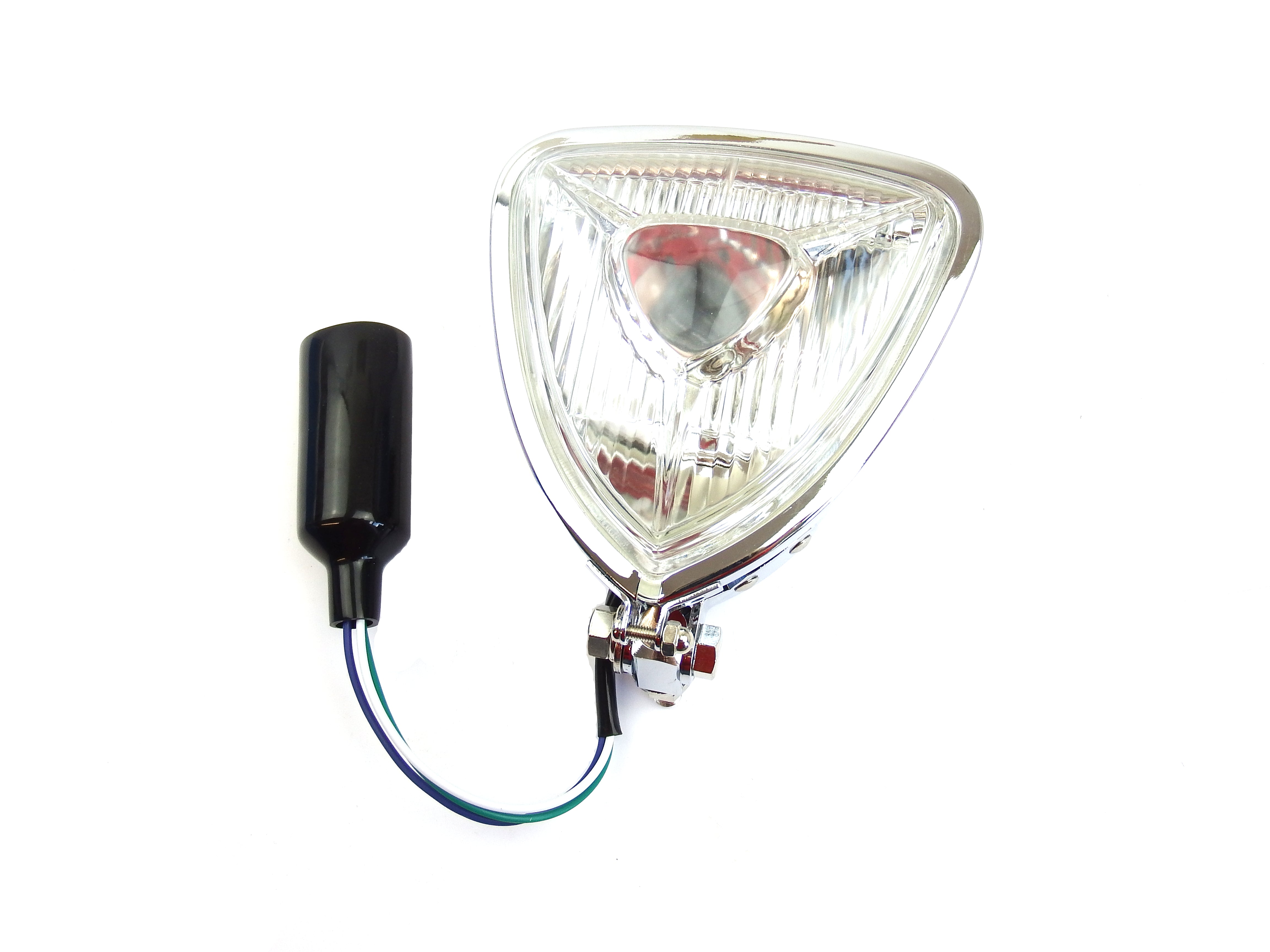 Lamp - Headlight 13.4cm Triangular - Chrome - H6 12v 35/35w