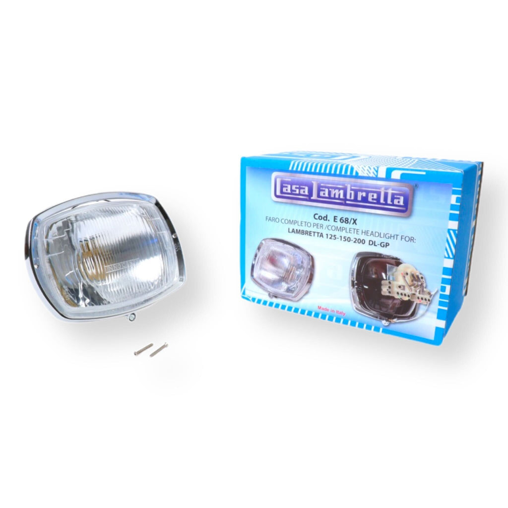 Lambretta GP DL 125 150 200cc Complete Headlight inc rim & bulb holder ...