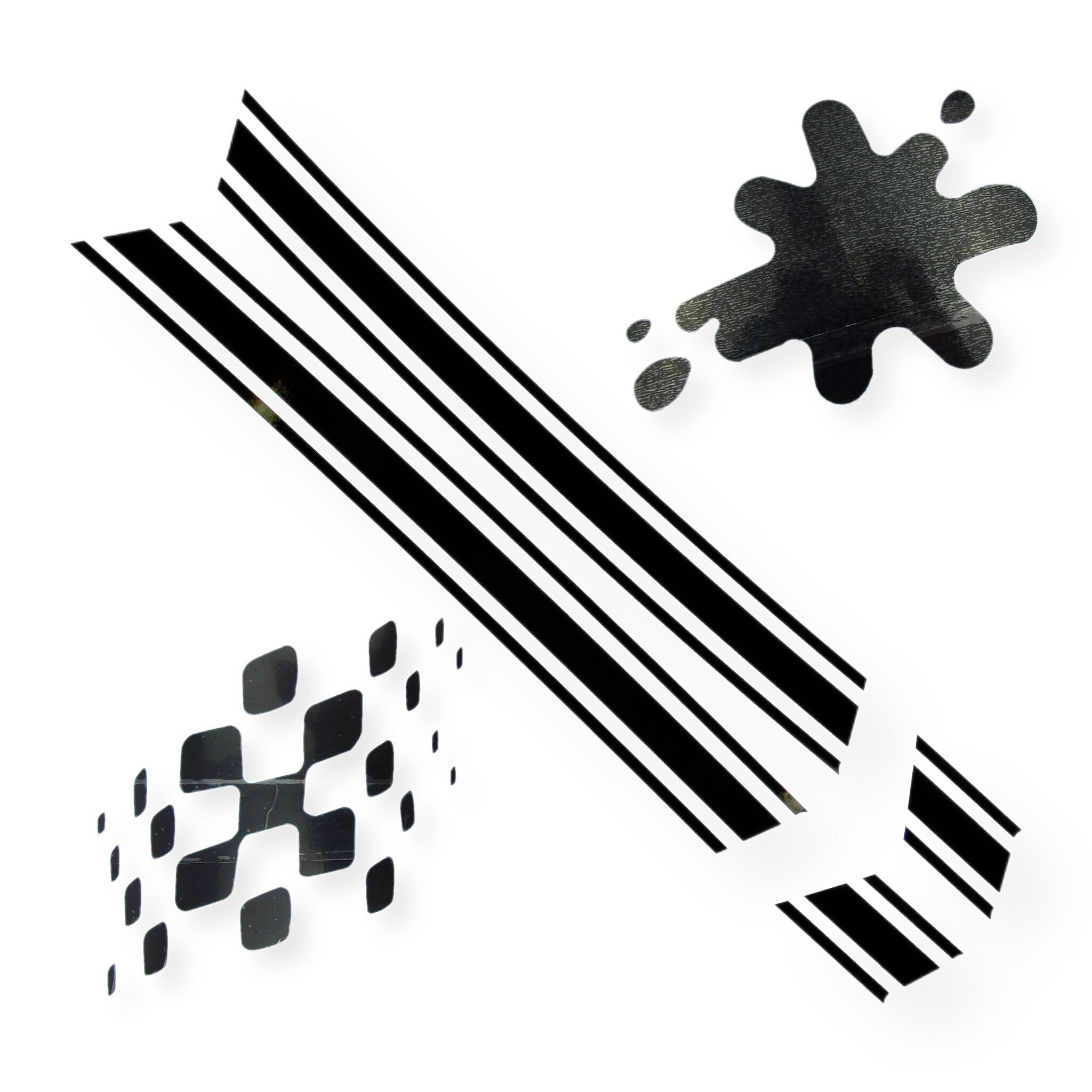 Lambretta GP DL Black Sticker Set - Side Panel Stripes, Chequered Flag