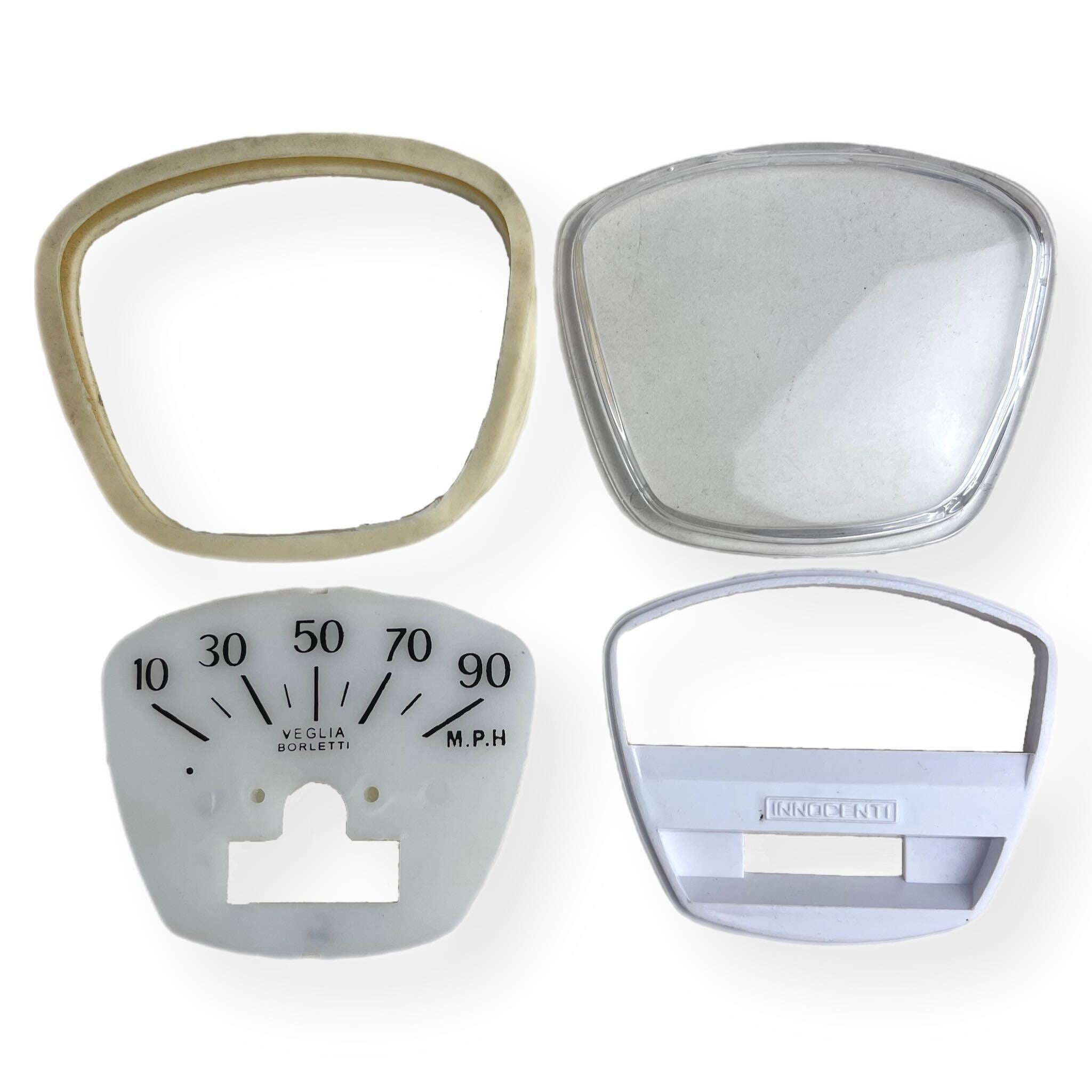 Lambretta Series 3 Li SX TV Speedometer 90 MPH White Face Lens and Ins