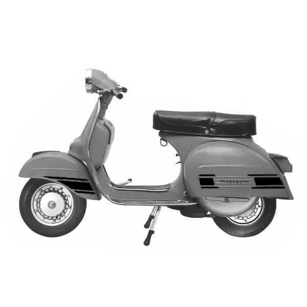 Vespa Rally 180 200 Side Panel & Front Mudguard Stripes Stickers - Bla